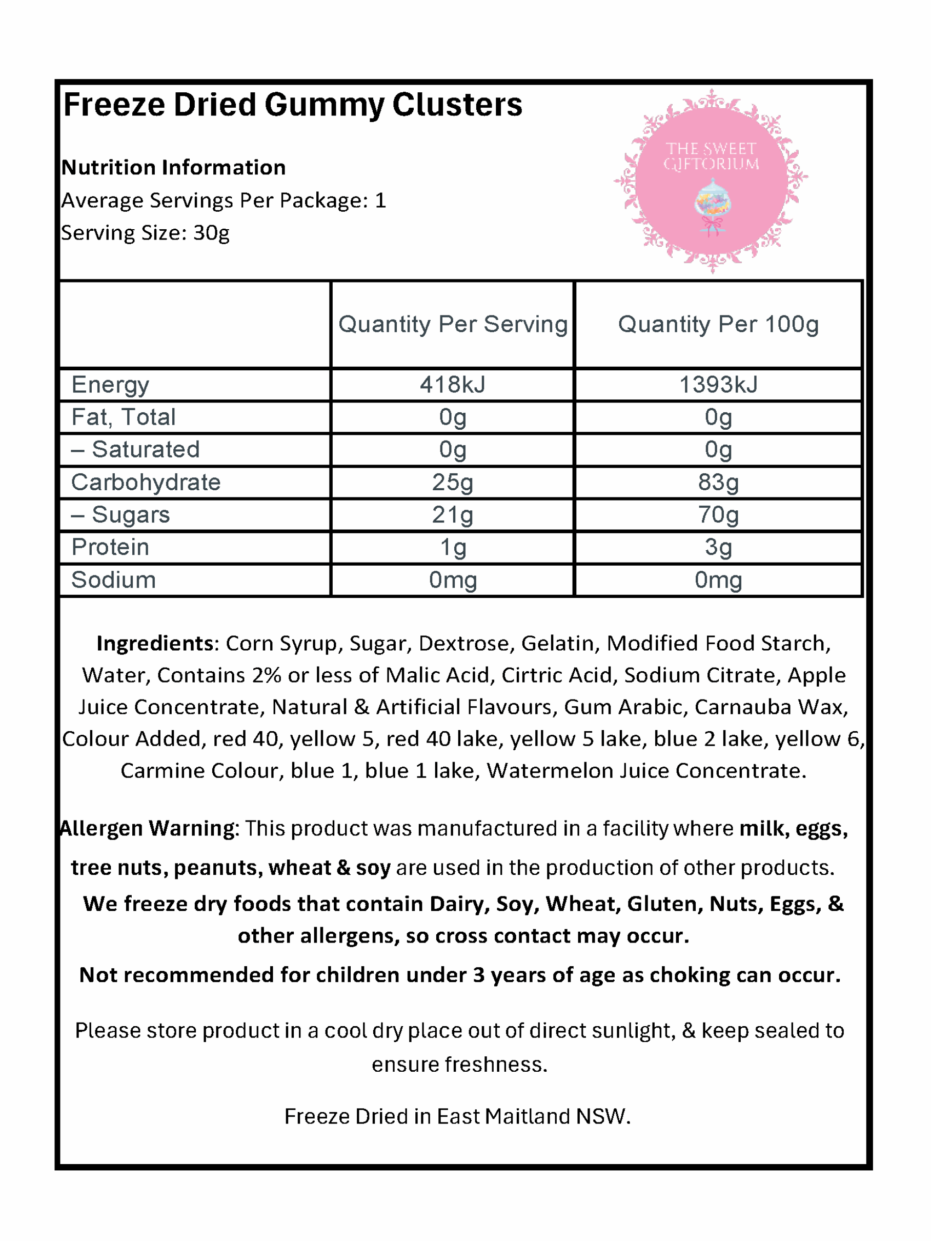 Freeze Dried Gummy Clusters - Rainbow – The Sweet Giftorium