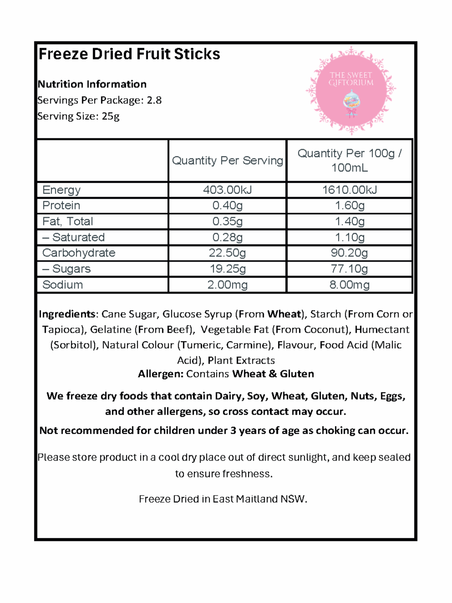 Freeze Dried Fruit Sticks – The Sweet Giftorium