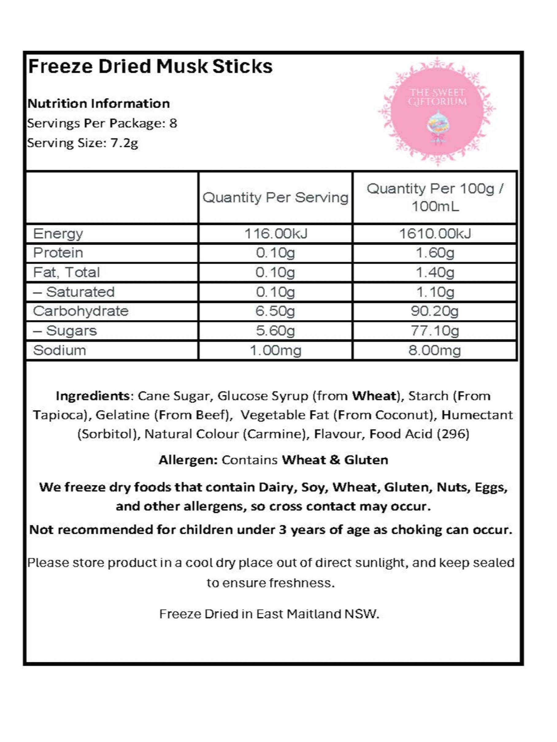 Freeze Dried Musk Sticks – The Sweet Giftorium