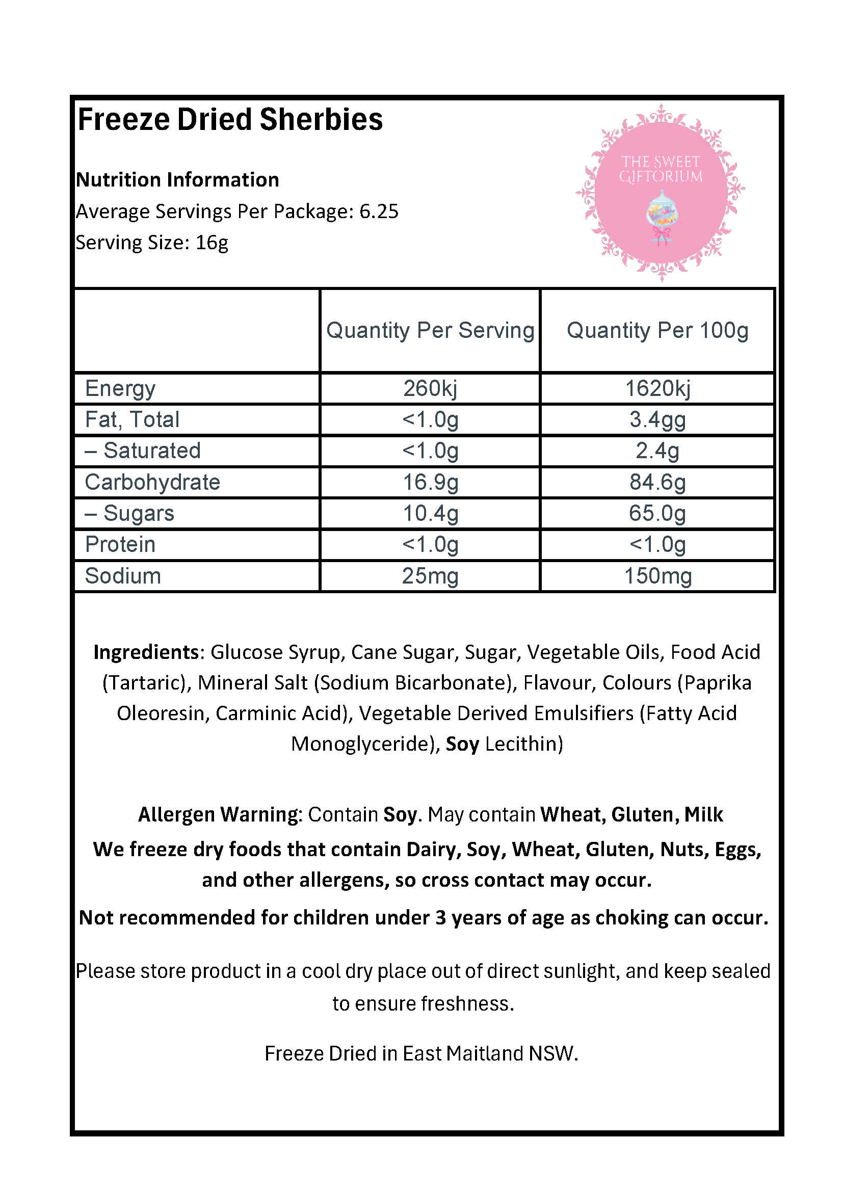 Freeze Dried Sherbies – The Sweet Giftorium